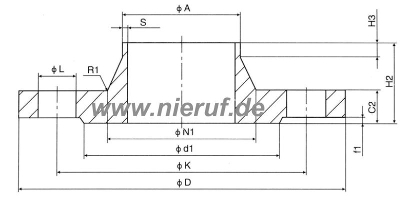 Flansch DN25 PN10/16/25/40 EN1092-1 11 B1 Edelstahl